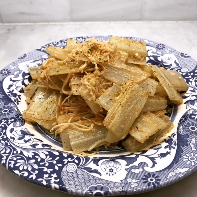 Butter Braised Cardoons With Enoki Mushrooms